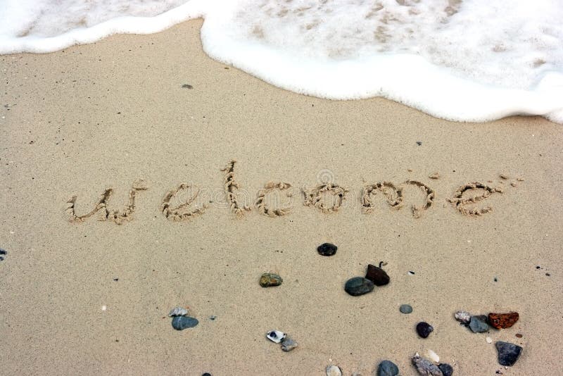 Welcome stock photo. Image of beach, daylight, surf, breakers - 8130516