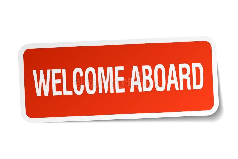 Welcome Aboard Red Square Sticker Stock Vector - Illustration of ...