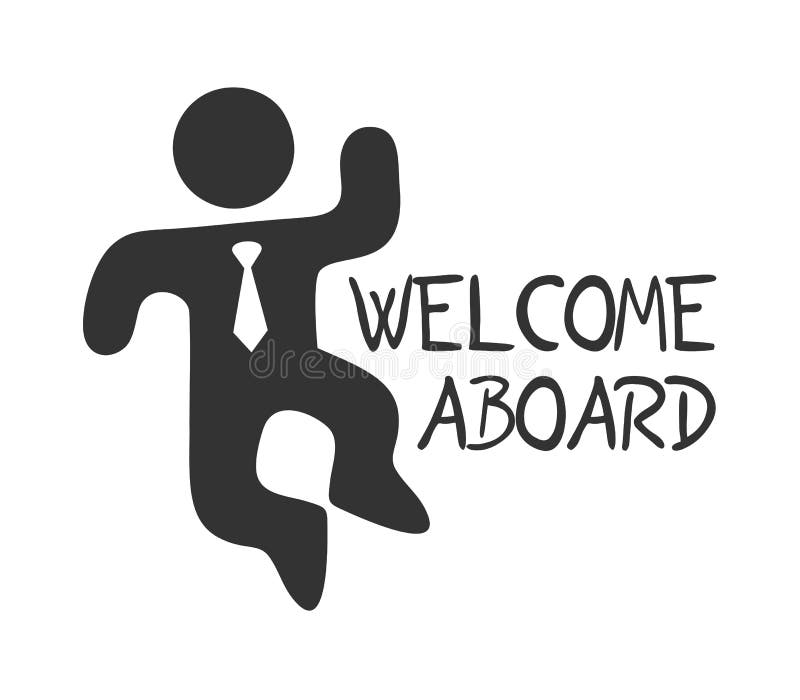 Welcome Aboard Human with Signboard Stock Illustration - Illustration ...