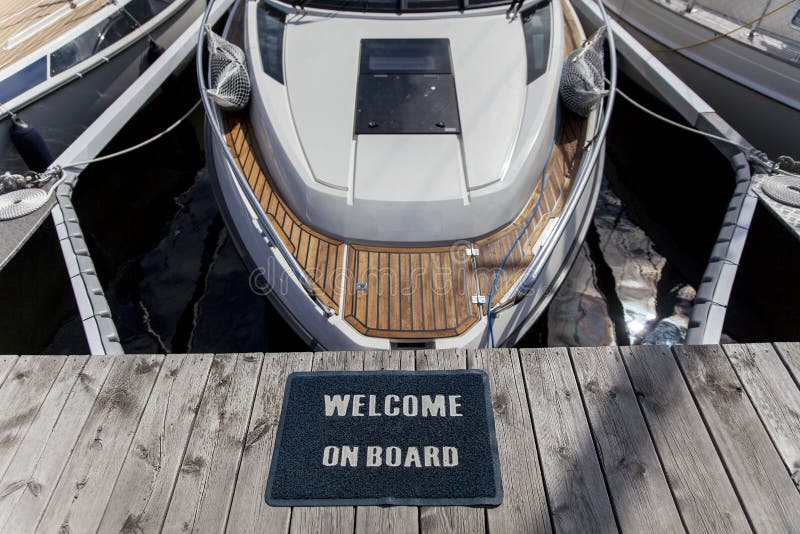 Welcome aboard to the ship stock image. Image of front - 122070207