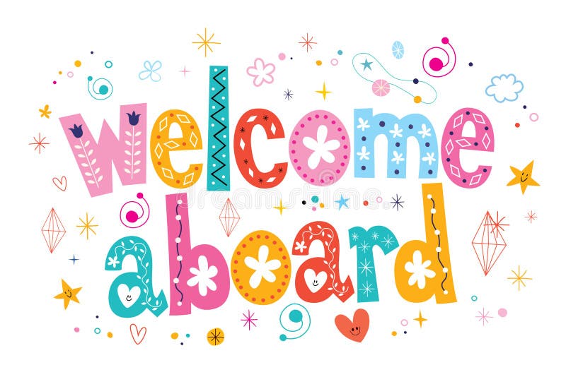 Welcome Aboard Typography Lettering Decorative Text Stock Vector ...