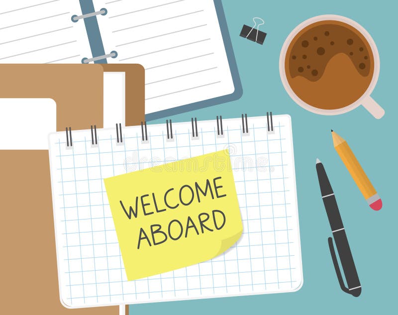 Welcome Aboard Written on Yellow Sticky Note Stock Vector ...