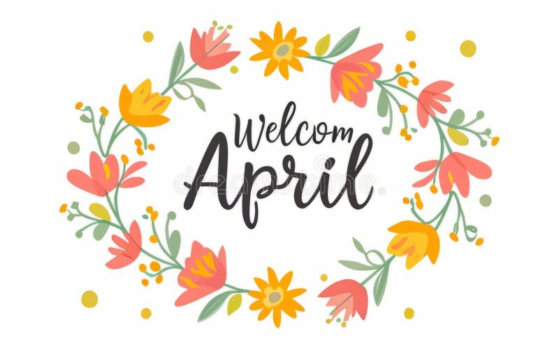 Hello April Greeting Card stock illustration. Illustration of icon ...