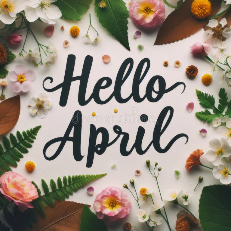Hello April Greeting Card stock illustration. Illustration of ...