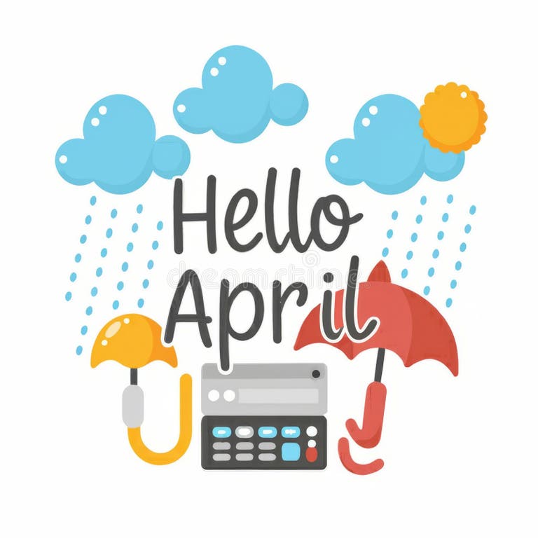 Hello April Greeting Card stock illustration. Illustration of weather ...