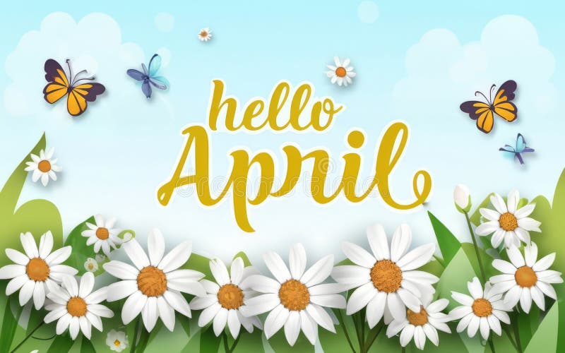 Hello April Greeting Card stock illustration. Illustration of icon ...
