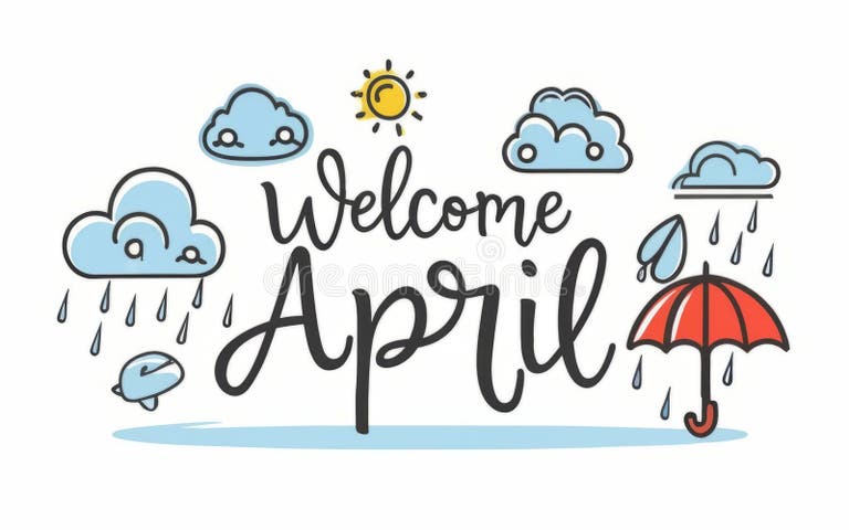 Hello April Greeting Card stock illustration. Illustration of card ...