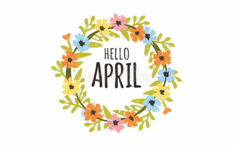 Hello April Greeting Card stock illustration. Illustration of vector ...