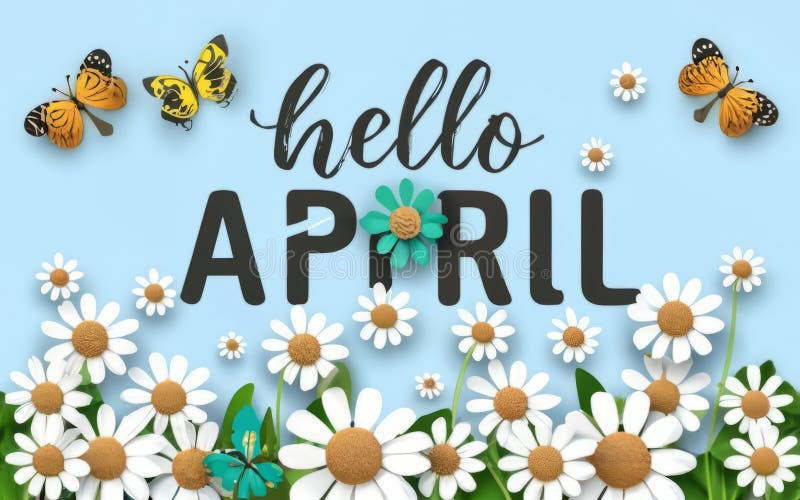 Hello April Greeting Card stock illustration. Illustration of birthday ...
