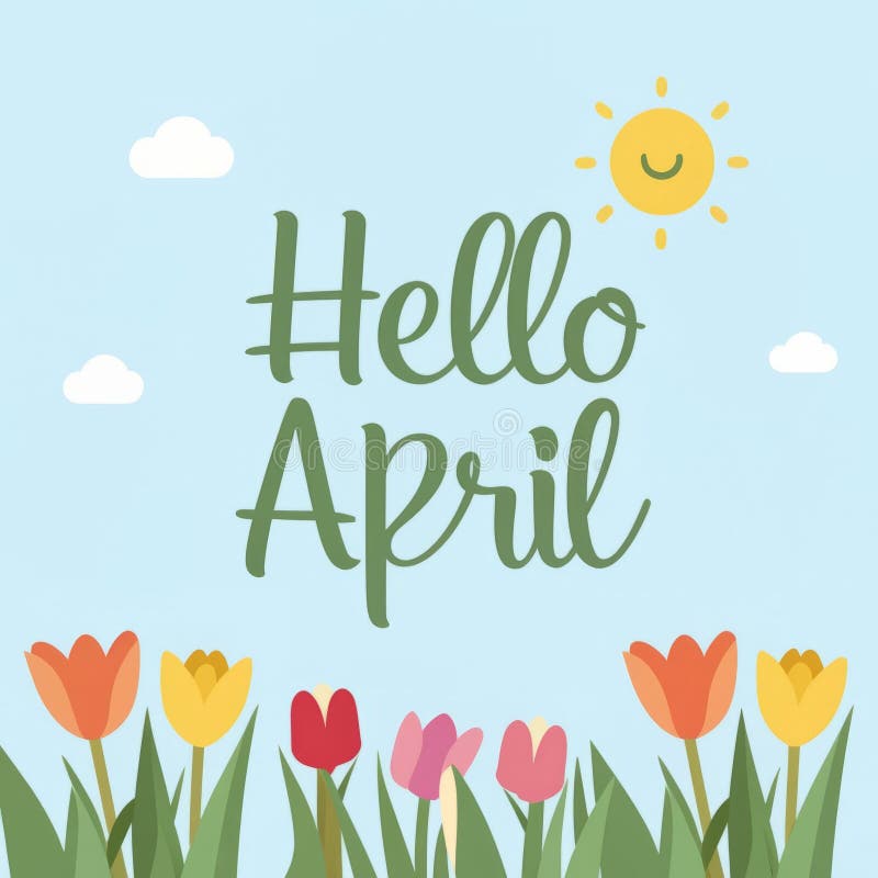 Hello April Greeting Card stock illustration. Illustration of icon ...
