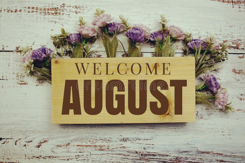 Welcome August Text on Paper Card in Craft Envelope, Cup of Tea and ...