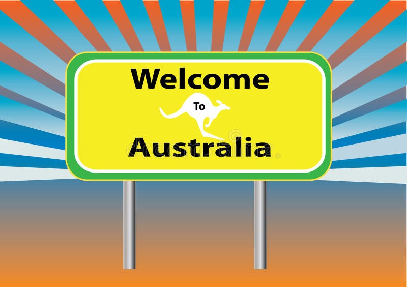 Welcome To Australia Sign in the Sunset Stock Vector - Illustration of ...