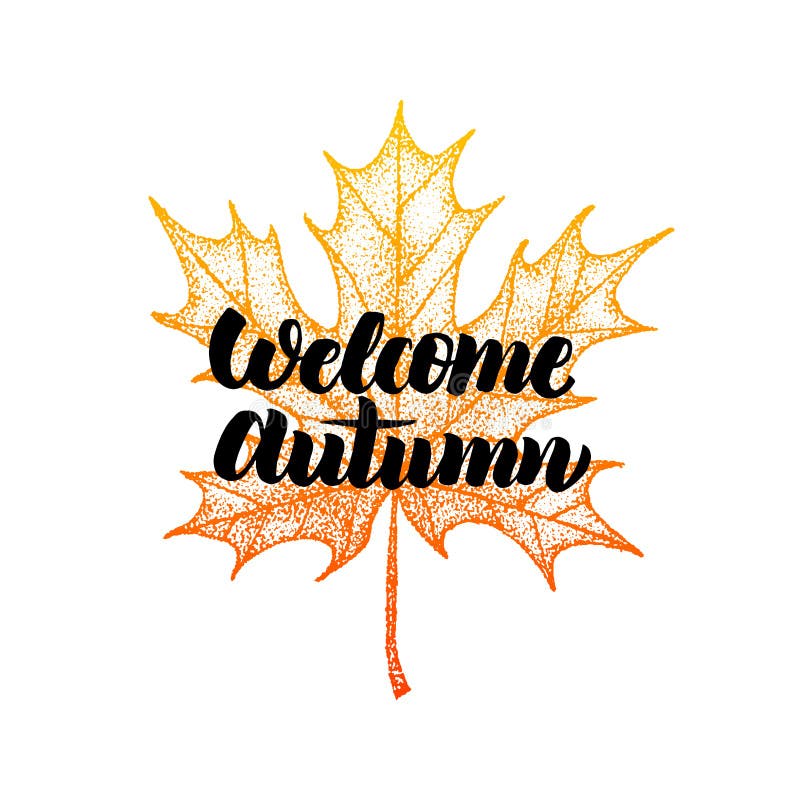 Welcome Autumn Maple Dotwork Stock Vector - Illustration of dotwork ...