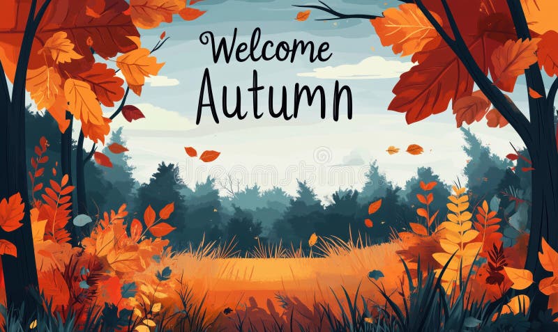 Welcome Autumn with Vibrant Fall Foliage and Serene Landscape Scenery ...