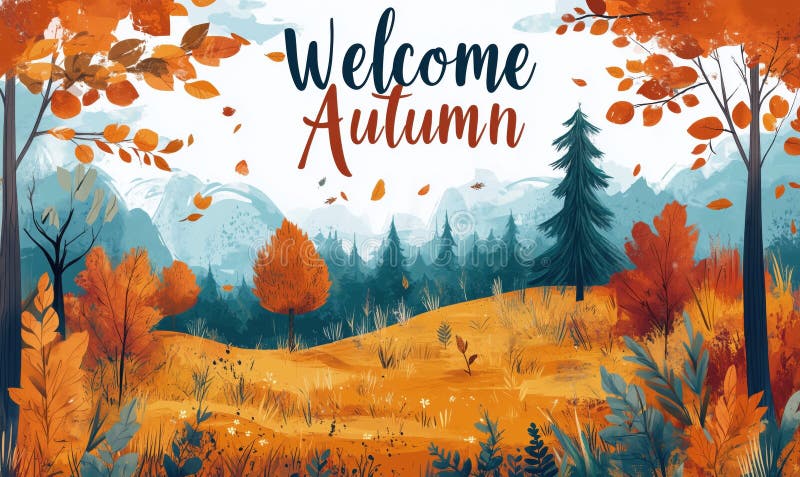 Welcome Autumn with Vibrant Fall Foliage and Serene Landscape Scenery ...