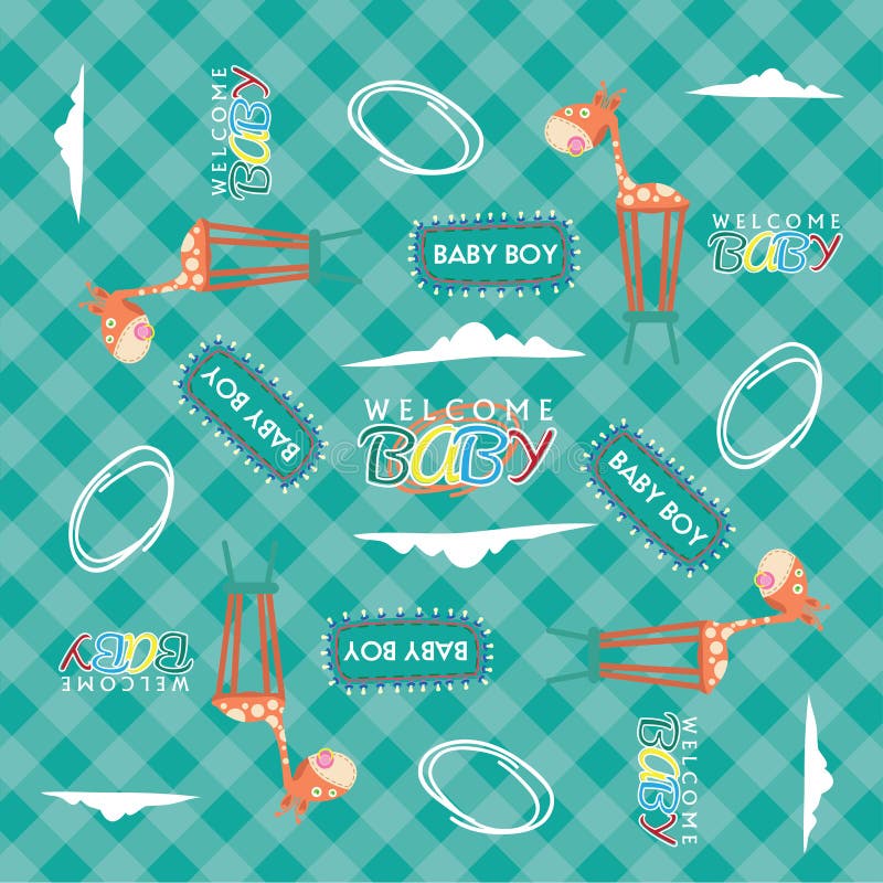 WELCOME BABY BOY SEAMLESS PATTERN Stock Illustration - Illustration of ...