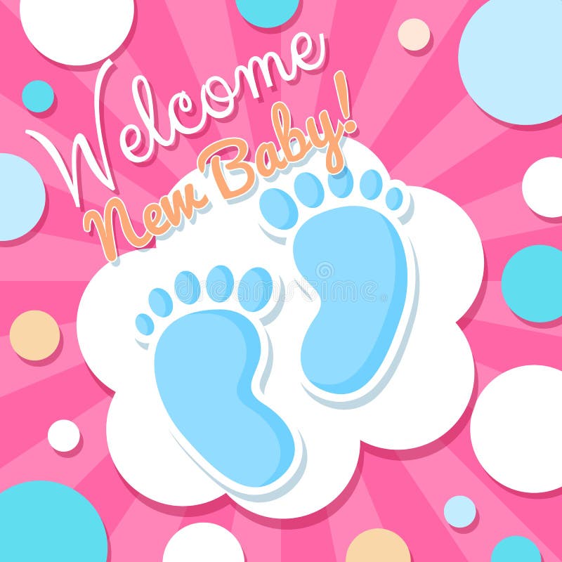 Welcome Baby Card stock vector. Illustration of blue - 53706019