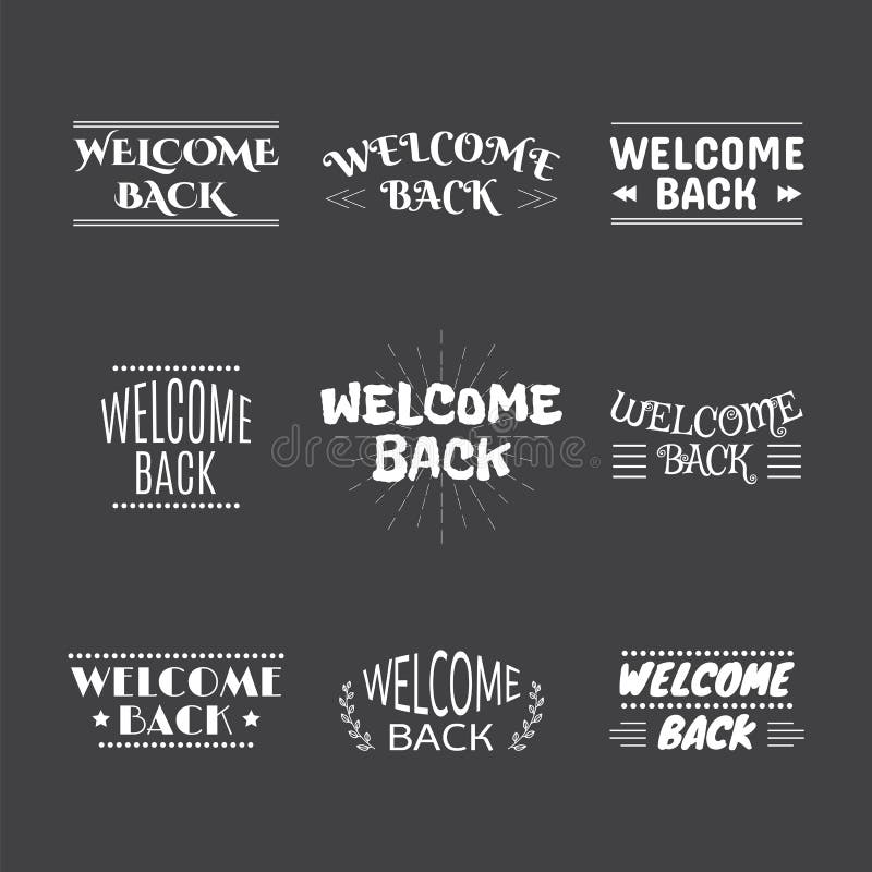 Welcome Back Collection. Set of 9 Labels, Emblems, Stickers or B Stock ...