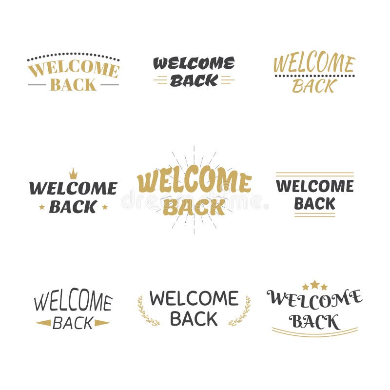 Welcome Back Design Collection. Set of Labels, Emblems, Stickers Stock ...