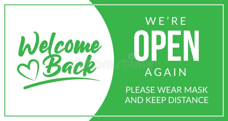 Welcome Back! we are Open Again Stock Vector - Illustration of distant ...