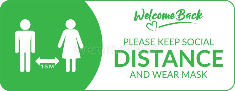 Welcome Back! Keep Distance and Wear Mask Stock Vector - Illustration ...