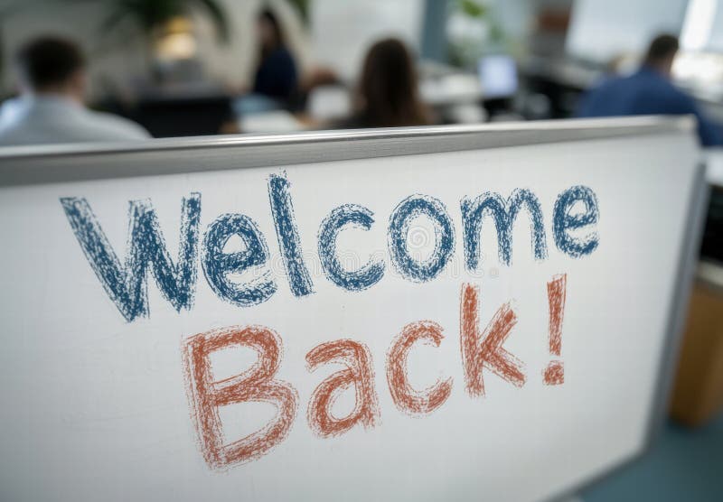 Welcome Back Sign with Chalk Drawing Stock Illustration - Illustration ...