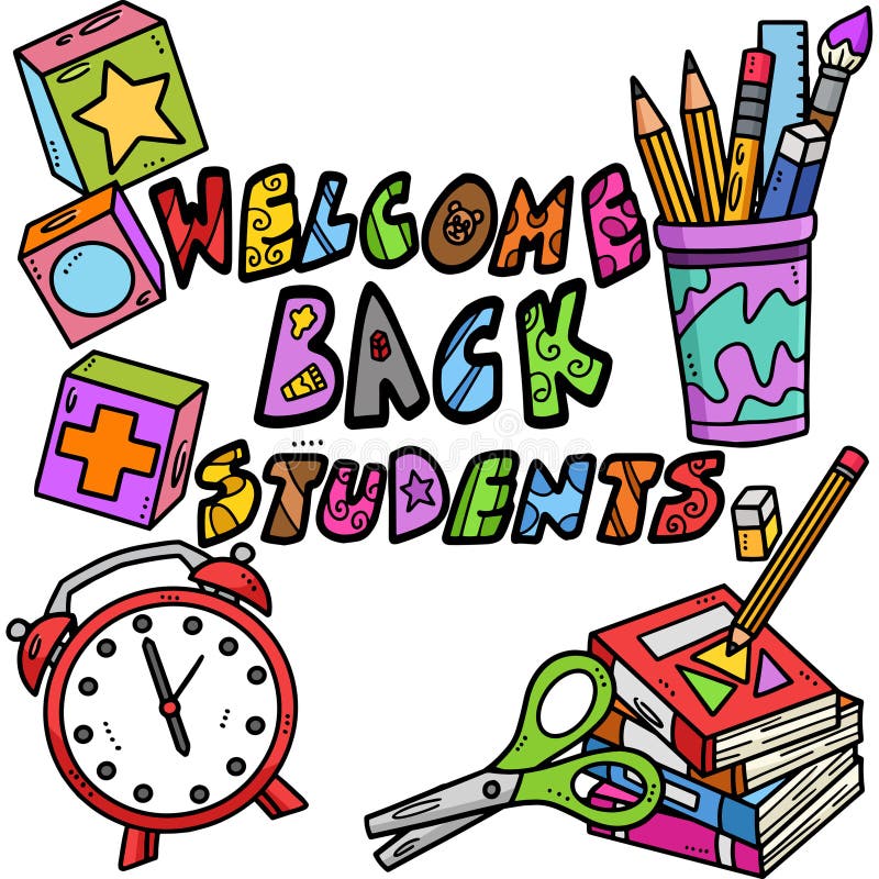 Welcome Back Students Cartoon Colored Clipart Stock Vector ...
