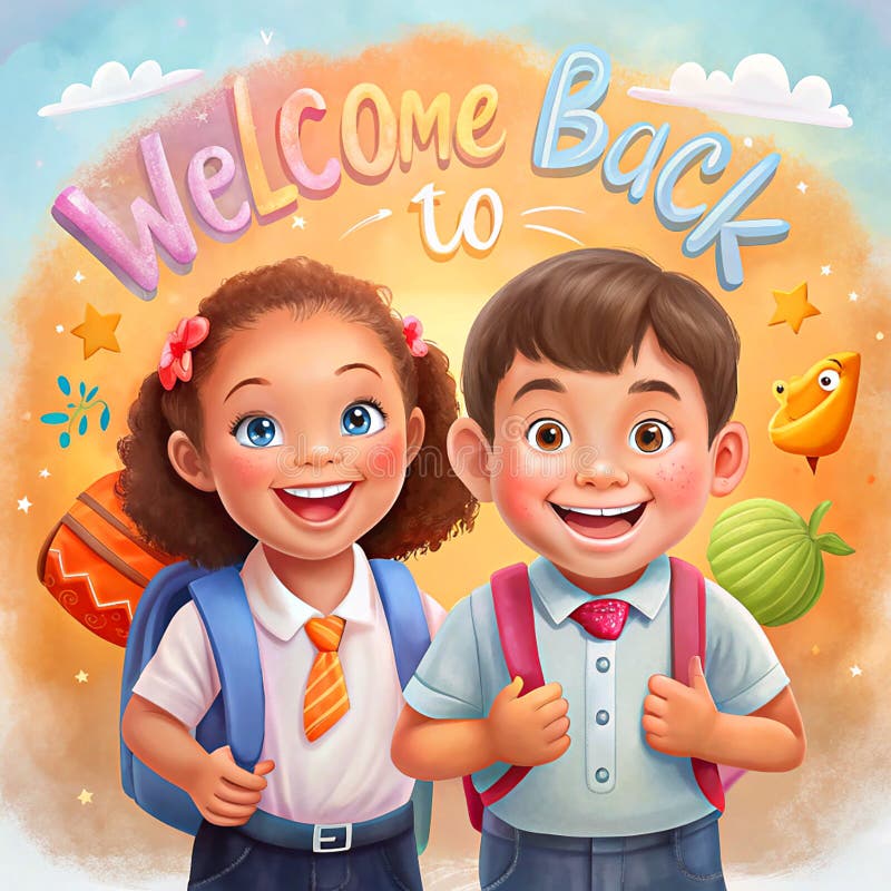 Welcome Back To School Image JPEG Design Stock Illustration ...