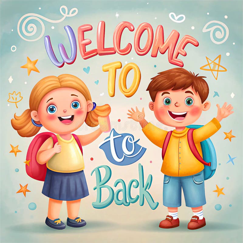 Welcome Back To School Image JPEG Design Stock Illustration ...