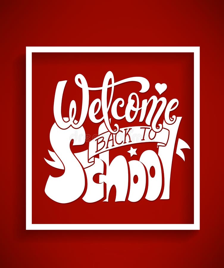 Welcome Back To School Handdrawn Lettering. Vector Illustration. Stock ...