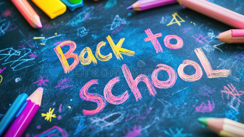 Welcome Back To School Chalkboard Sign Featuring an Array of School ...