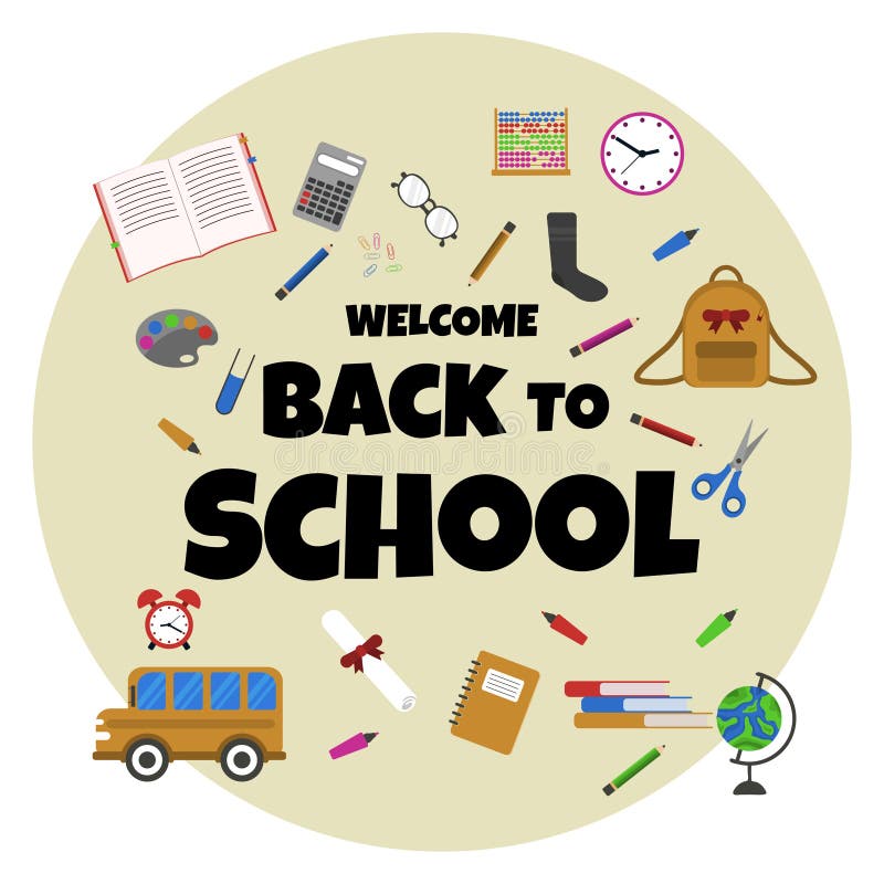 Welcome Back To School Circle Study Education Concept Vector Background ...
