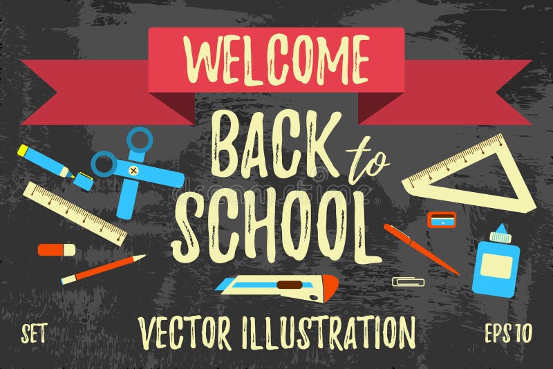 Welcome Back To School Label and Icon. Cartoon Vector Illustration ...