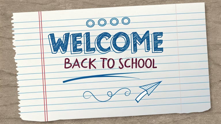 Welcome Back To School Note on Lined Paper Stock Photo - Image of ...