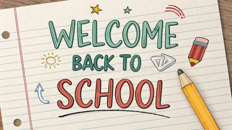 Welcome Back To School Notebook Illustration Stock Photo - Image of ...