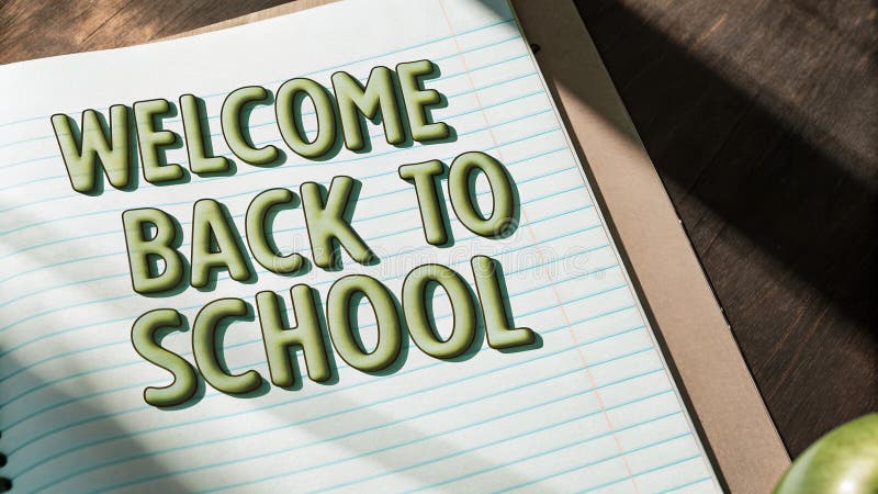 Welcome Back To School Notebook on Wooden Desk Stock Image - Image of ...