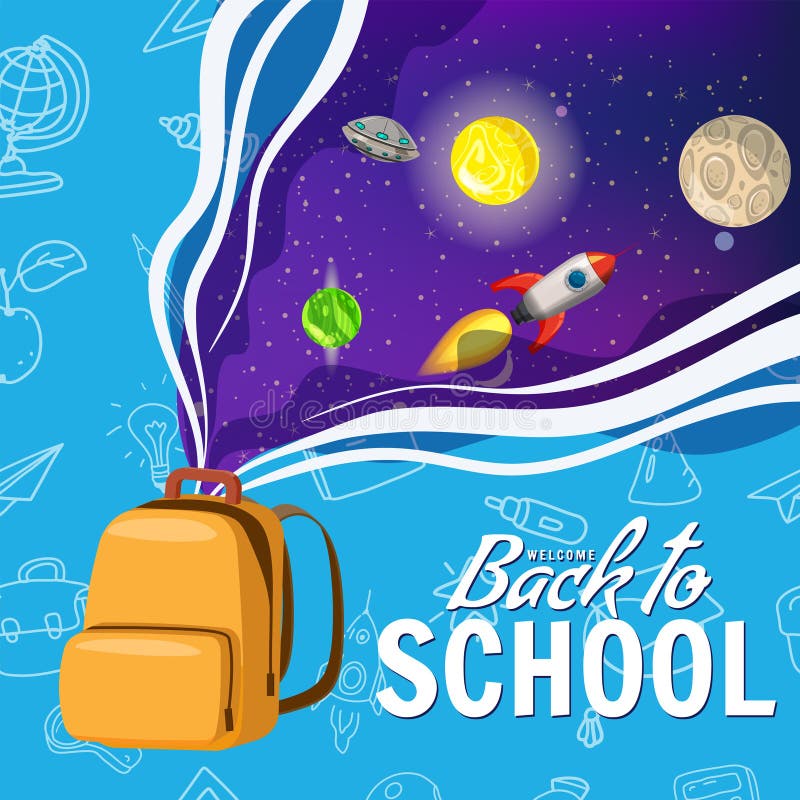 Welcome Back To School Poster Backpack, Space Imagination, Creative ...