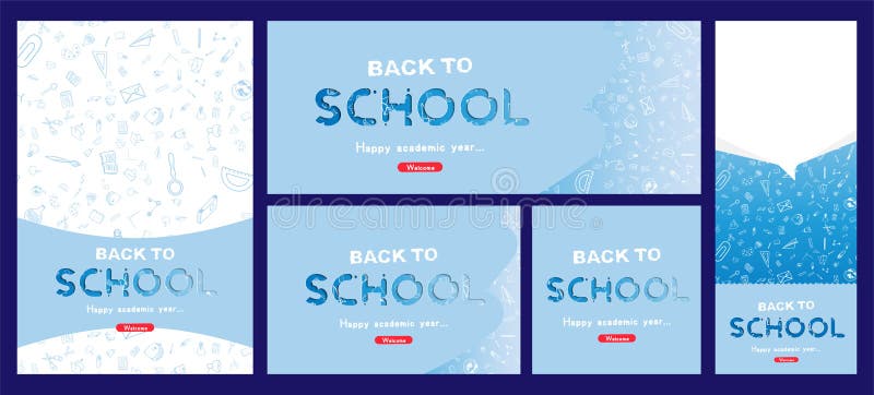 Welcome Back To School. Set Horizontal and Vertical Banners with Set of ...