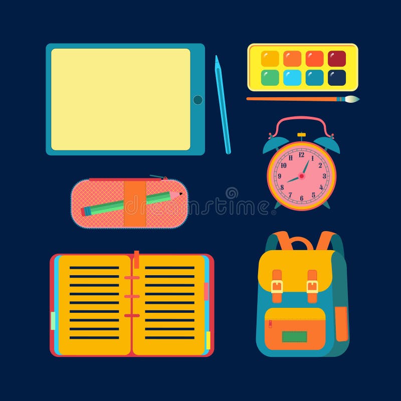 Welcome Back To School Study Elements Collection Stock Vector ...