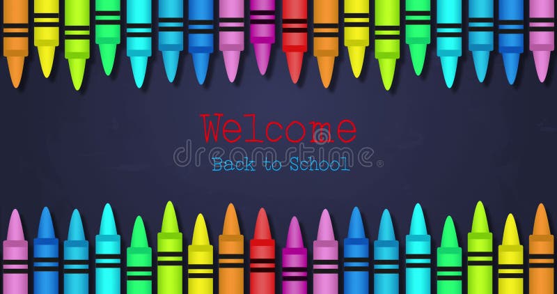 Welcome Back To School Text Against Multiple Colored Crayons on Blue ...
