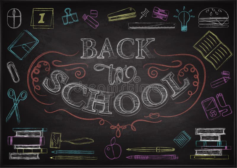 Welcome Back To School Typographical Background on Chalkboard with ...