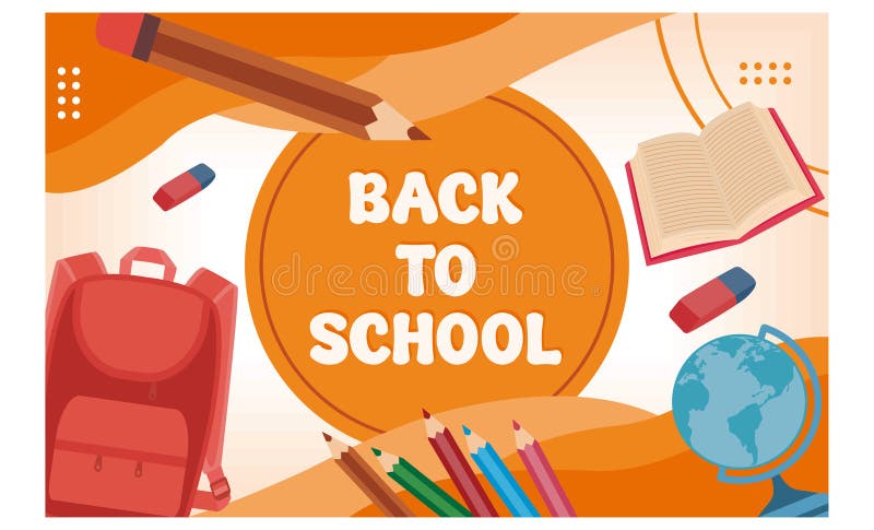 Welcome and Back To School Typography with Red Backpack, Pencil ...