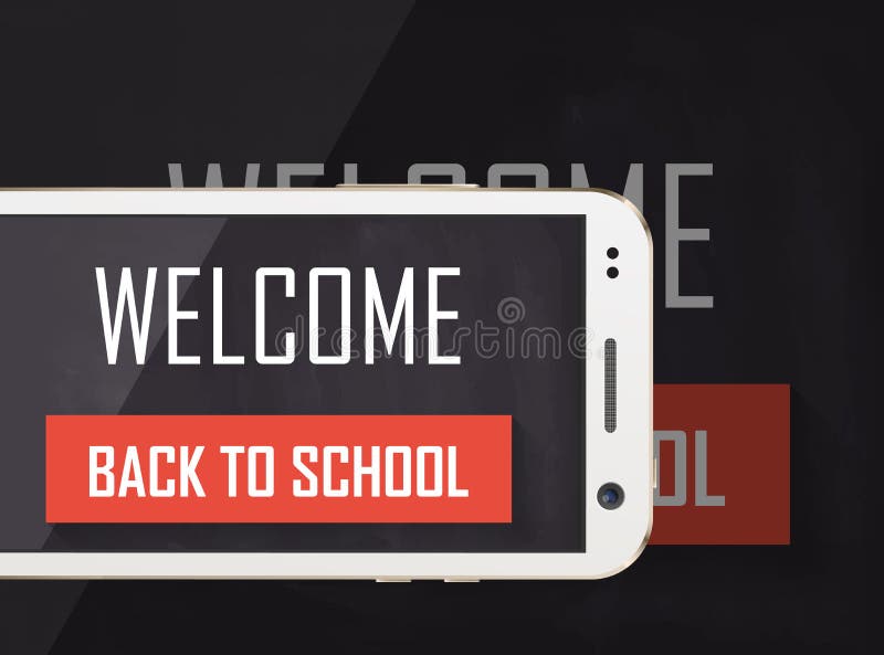 Welcome Back To School Written on Blackboard with Cellphone Stock ...