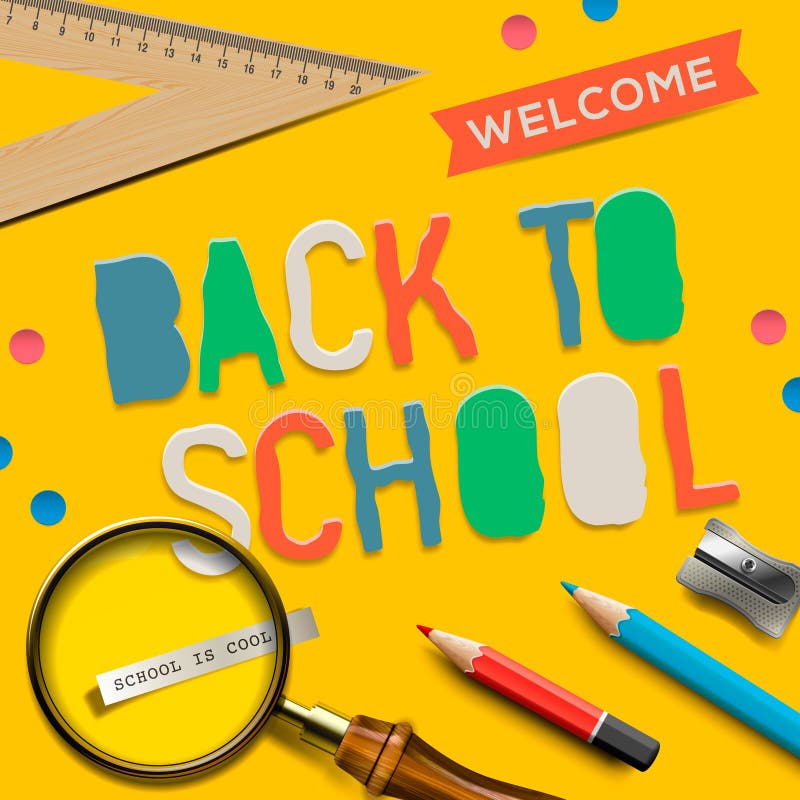 Welcome Back To School on Yellow Background Stock Vector - Illustration ...
