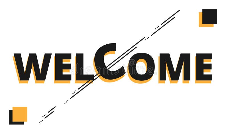 Welcome Banner with Squares and Lines. Black and Yellow. Stock Vector ...
