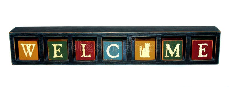 Welcome Blocks Box Cat stock image. Image of member, blocks - 1197509