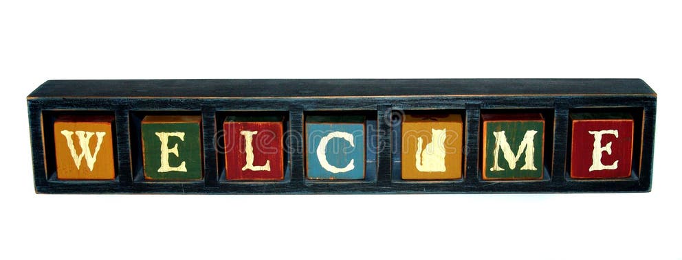 Welcome Blocks Box Cat stock image. Image of member, blocks - 1197509