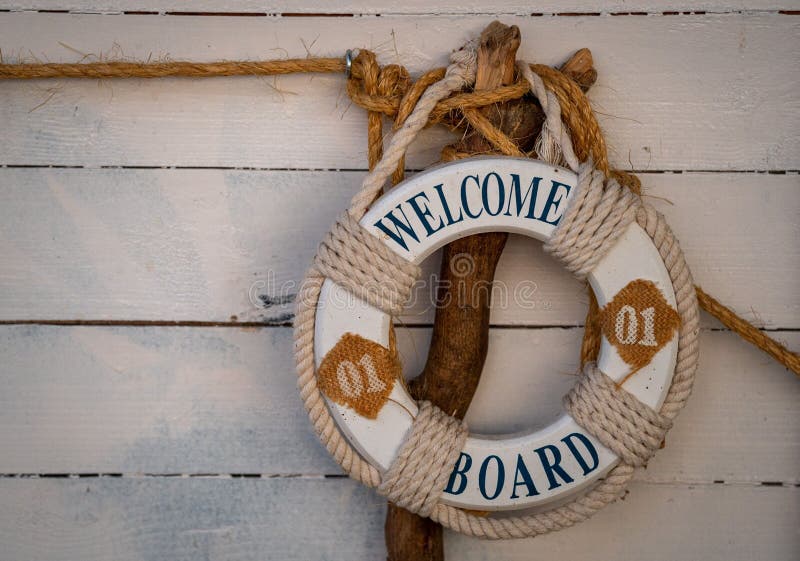 Welcome on Board Message on a Decorative Buoy Stock Photo - Image of ...