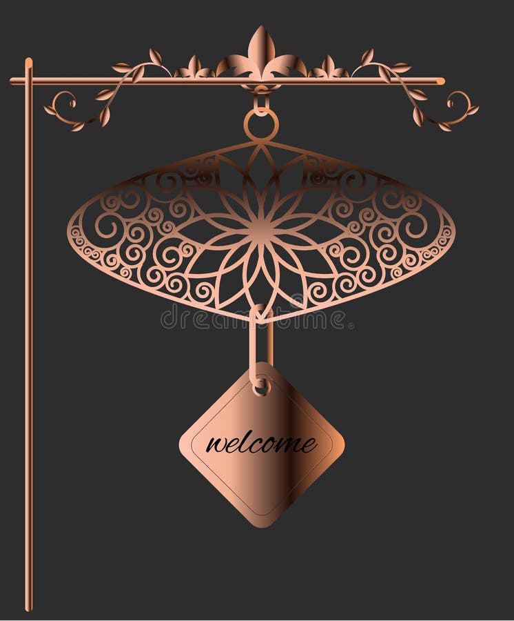 Welcome Border Design Element Copper Signboard Stock Vector ...