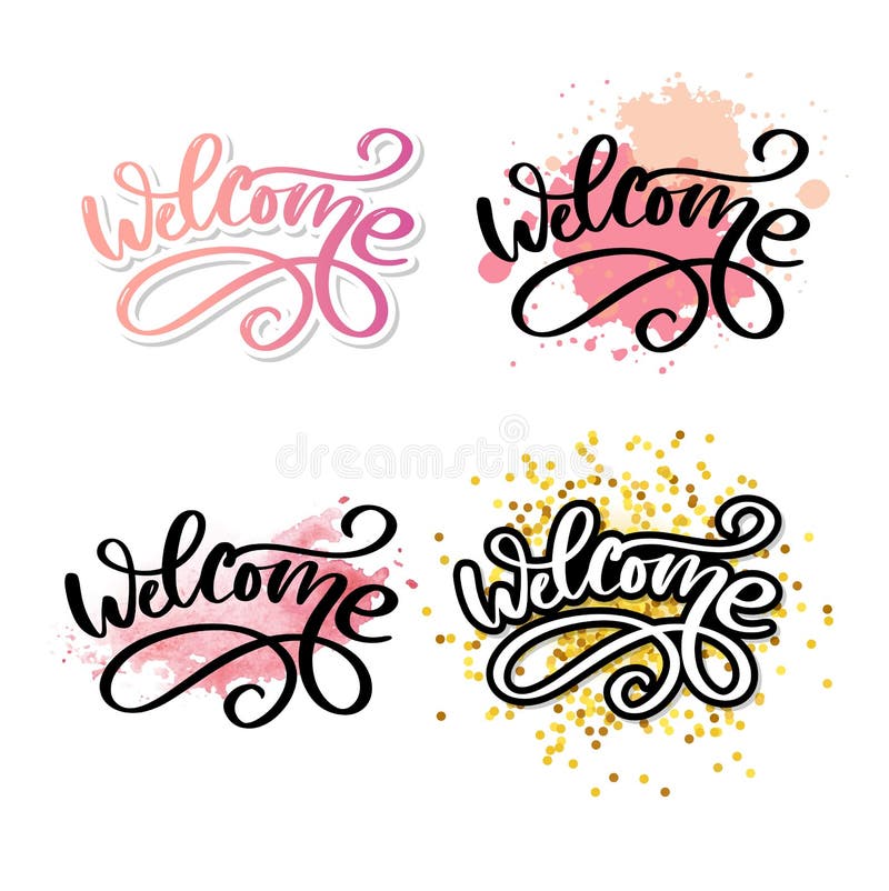 Welcome Brush Lettering. Vector Illustration for Decoration or Banner ...